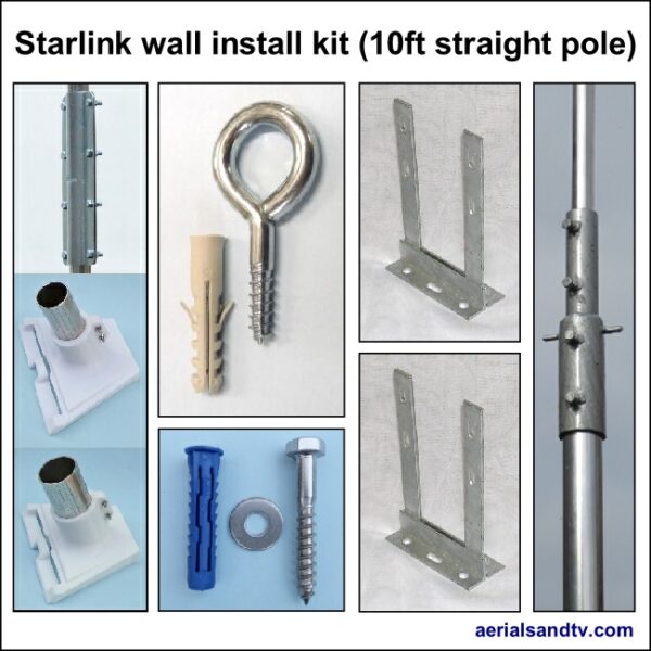 WSXL – Starlink pole install kit for a wall (straight mast 10ft total ...